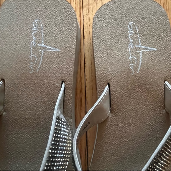 Bluefin | Shoes | Bluefin Blue Fin Beige Gemmed Flip Flop Thong Sandals ...